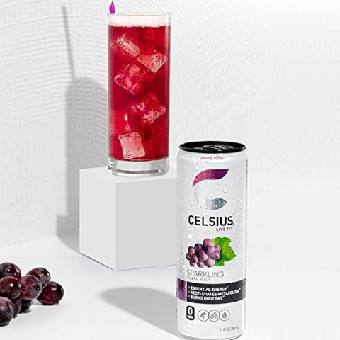 CELSIUS Sparkling Grape Rush, Functional Essential Energy Drink 12 Fl ...