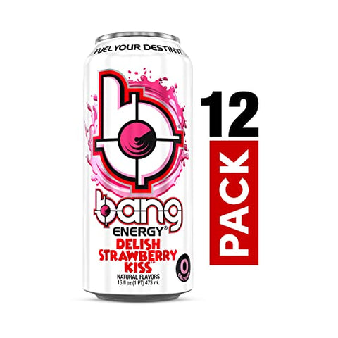 Bang Energy Delish Strawberry Kiss, Sugar-Free Energy Drink, 16 Fl Oz ...