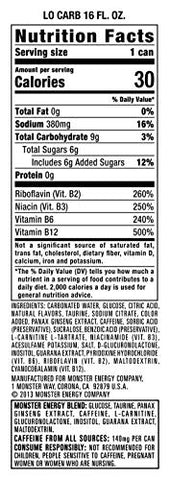 Monster Energy, Lo-Carb Monster, Low Carb Energy Drink, 16 Ounce (Pack ...