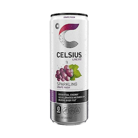 CELSIUS Sparkling Grape Rush, Functional Essential Energy Drink 12 Fl ...