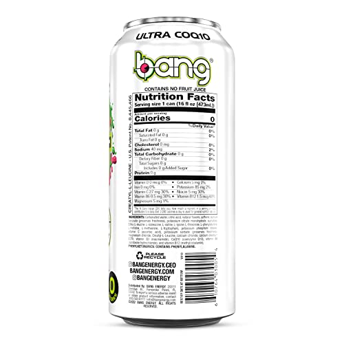 Bang Energy Wyldin’ Watermelon, Sugar-Free Energy Drink, 16-Ounce (Pac ...