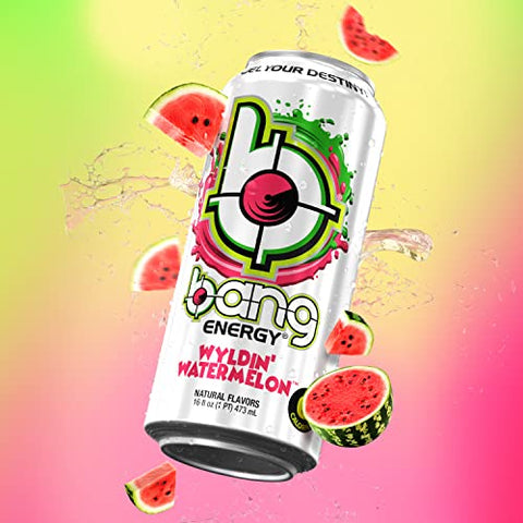 Bang Energy Wyldin’ Watermelon, Sugar-Free Energy Drink, 16-Ounce (Pac ...