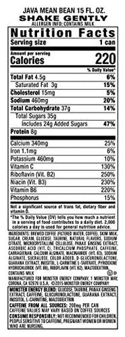 Monster Energy Java Monster Mean Bean, Coffee + Energy Drink, 15 Fl Oz ...