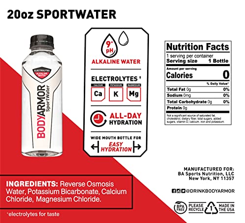 BODYARMOR SportWater Alkaline Water, Superior Hydration, High Alkaline ...