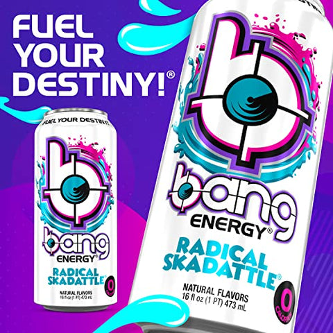 Bang Energy Radical Skadattle, Sugar-Free Energy Drink, 16-Ounce (Pack ...